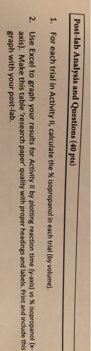 Solved Post Lab Analysis And Questions 40 Pts 1 For Each 9155
