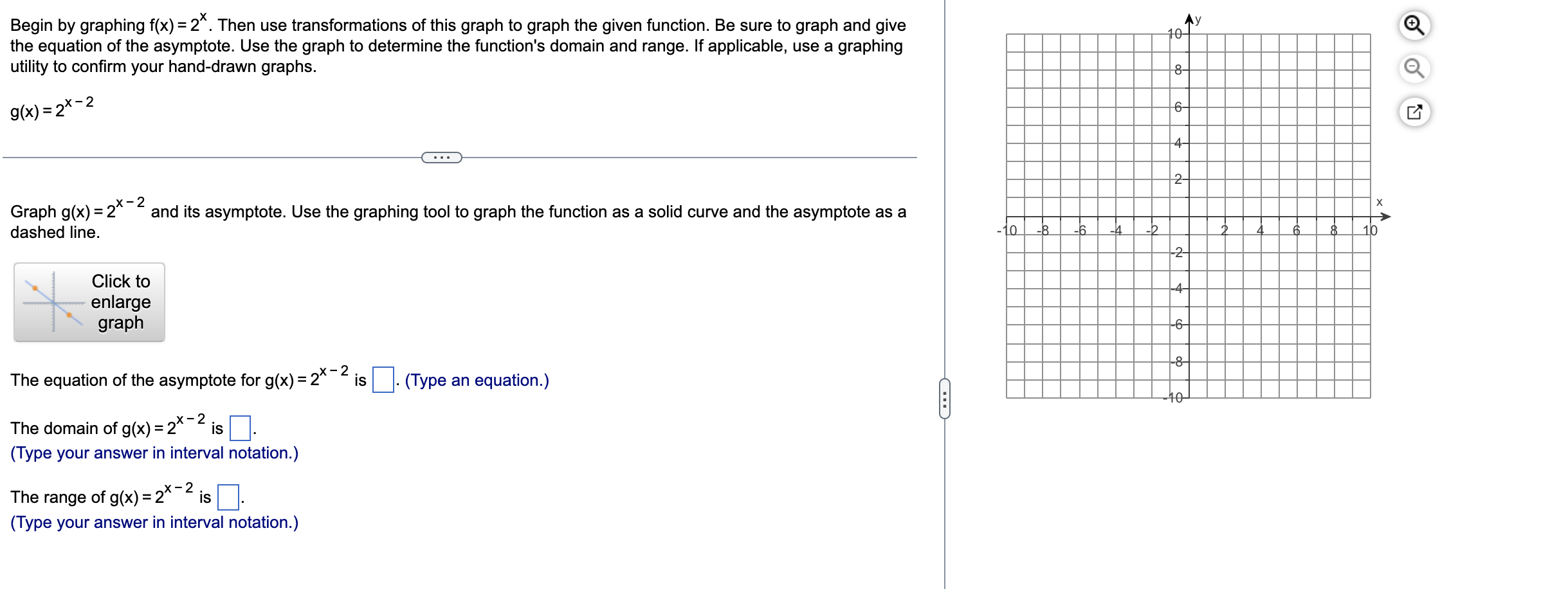 Solved лу 10- 1 Begin by graphing f(x) = 2*. Then use | Chegg.com