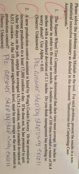 Solved Please solve the problems using Minitab as the tool. | Chegg.com