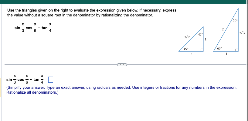 Solved Use the triangles given on the right to evaluate the | Chegg.com