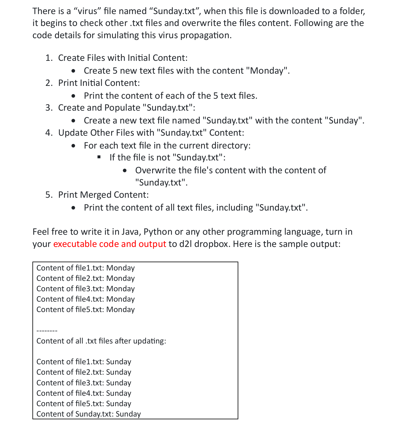 Solved There is a "virus" file named "Sunday.txt", ﻿when | Chegg.com