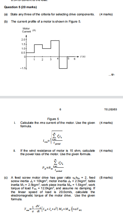 Solved Question 5 (20 marks) (a) State any three of the | Chegg.com