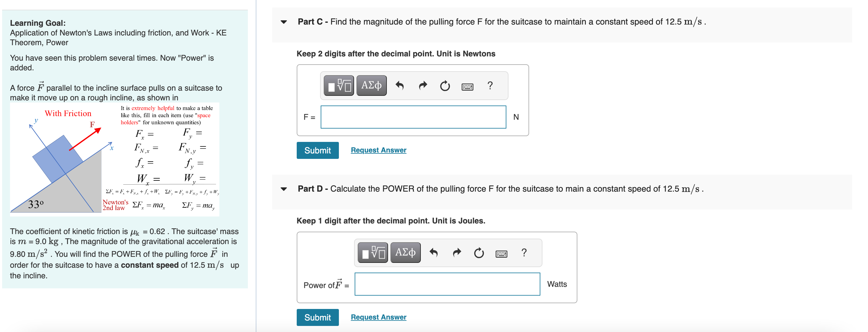Solved Learning Goal: Application of Newton's Laws including | Chegg.com