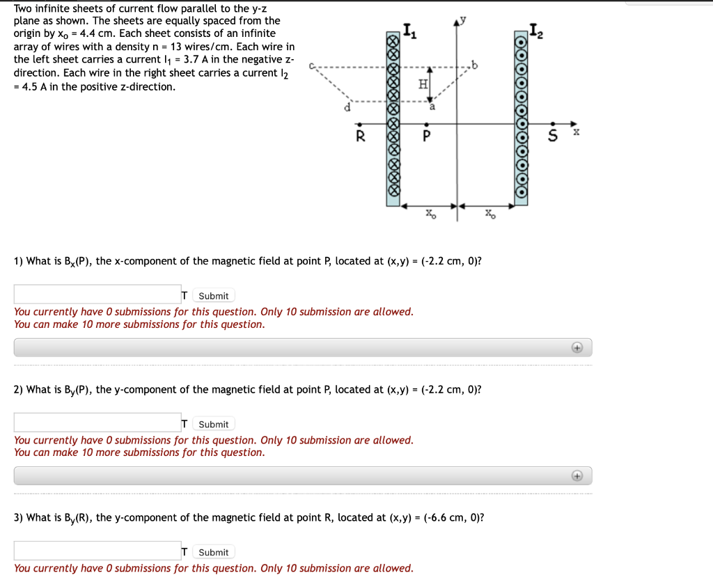 Solved I, L2 Two infinite sheets of current flow parallel to | Chegg.com