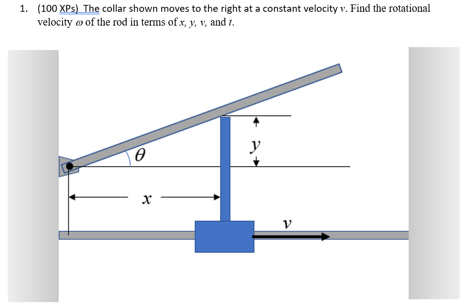 Solved 1. (100 XPs) The collar shown moves to the right at a | Chegg.com
