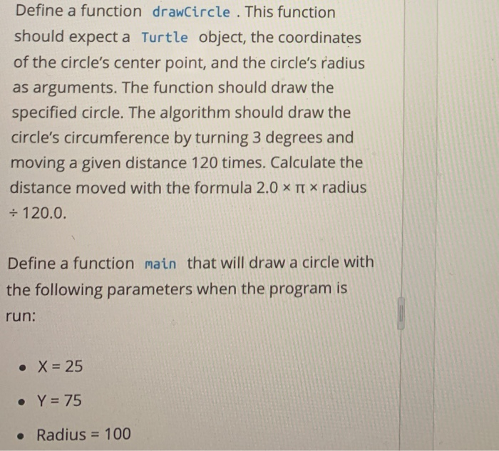 Solved Define a function drawcircle . This function should | Chegg.com