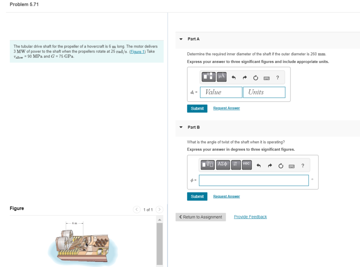 Solved The tubular drive shaft for the propeller of a | Chegg.com