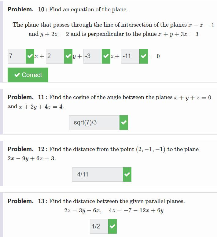 Solved Problem. 10: Find an equation of the plane. The plane | Chegg.com