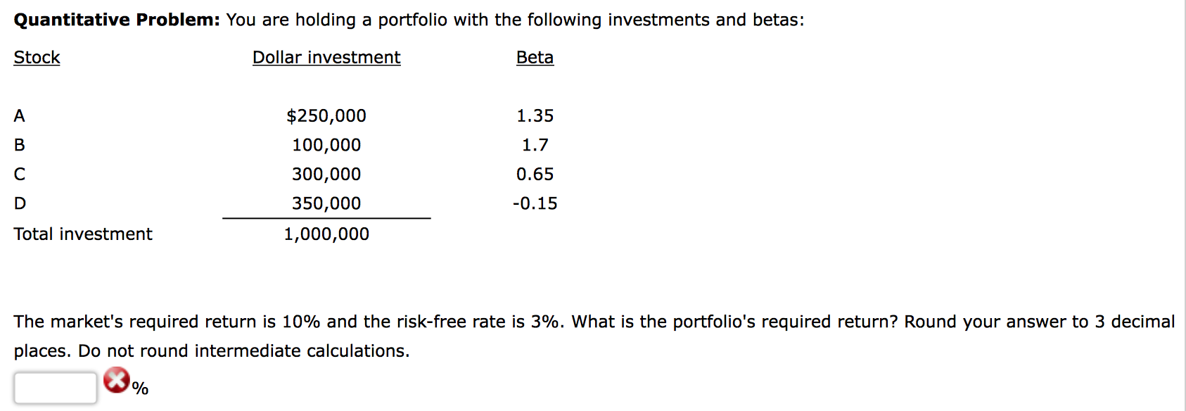 Solved Quantitative Problem: You are holding a portfolio | Chegg.com