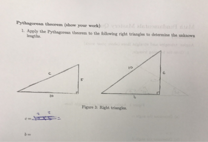 Solved Apply the Pythagorean theorem to the following right | Chegg.com