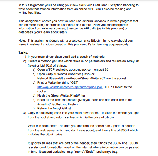 Solved write code that fetches information from an online | Chegg.com