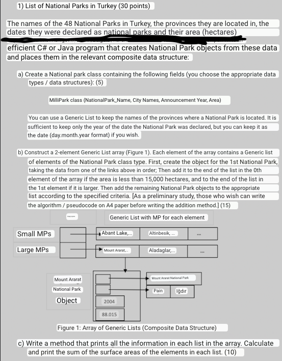 efficient C\# or Java program that creates National | Chegg.com