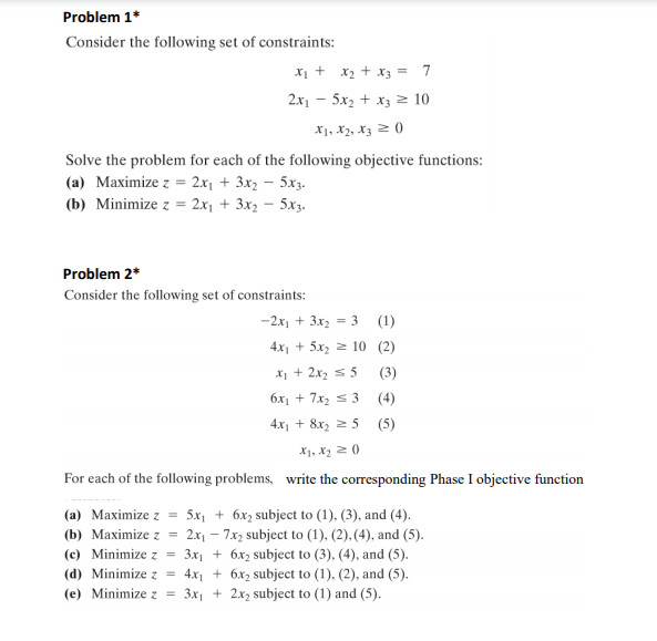 Solved Problem 1* Consider the following set of constraints: | Chegg.com