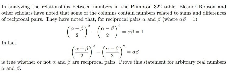 Solved In analyzing the relationships between numbers in the | Chegg.com