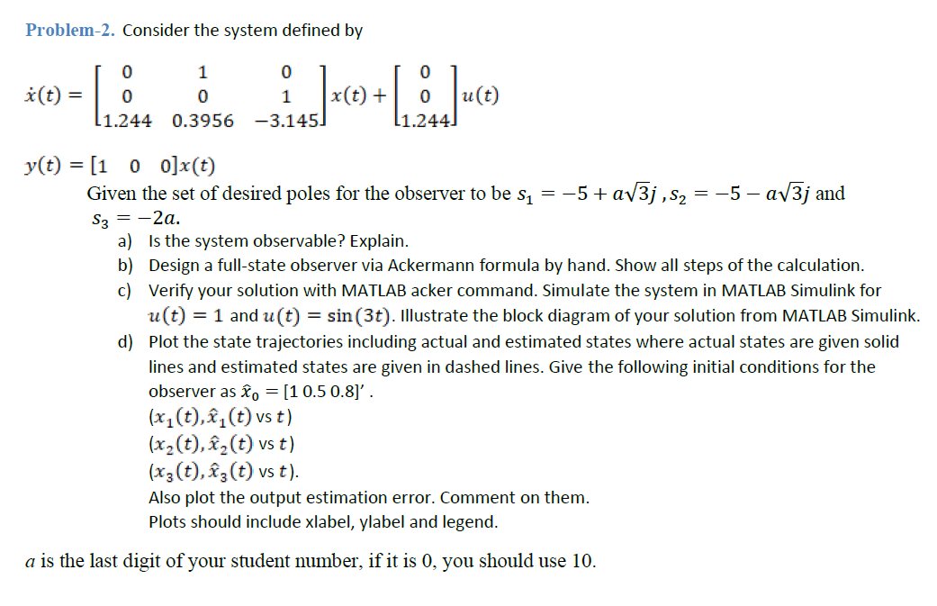 Solved Problem-2. Consider the system defined by | Chegg.com