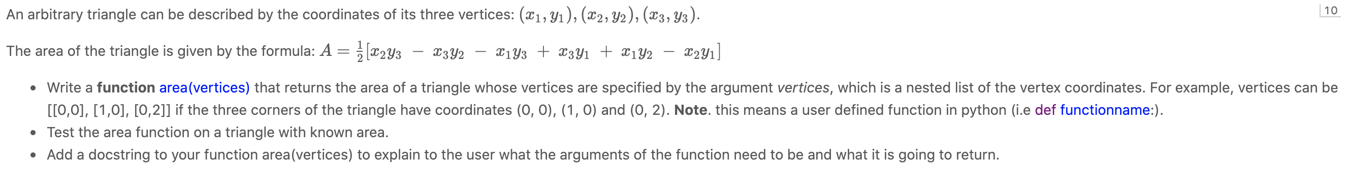 Solved 10 An arbitrary triangle can be described by the | Chegg.com