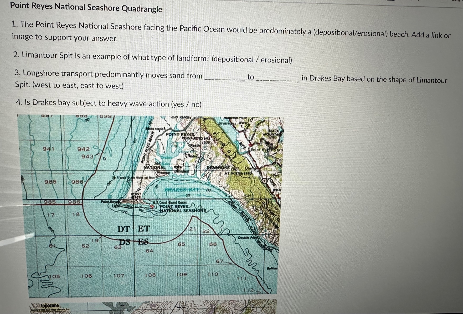 Solved Point Reyes National Seashore Quadrangle 1. The Point | Chegg.com