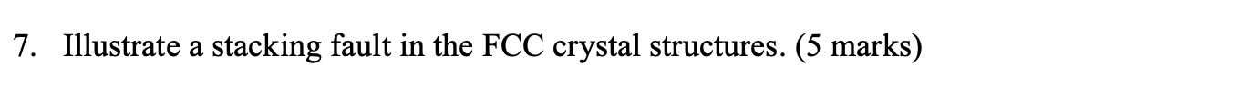 7. ﻿Illustrate a stacking fault in the FCC crystal | Chegg.com