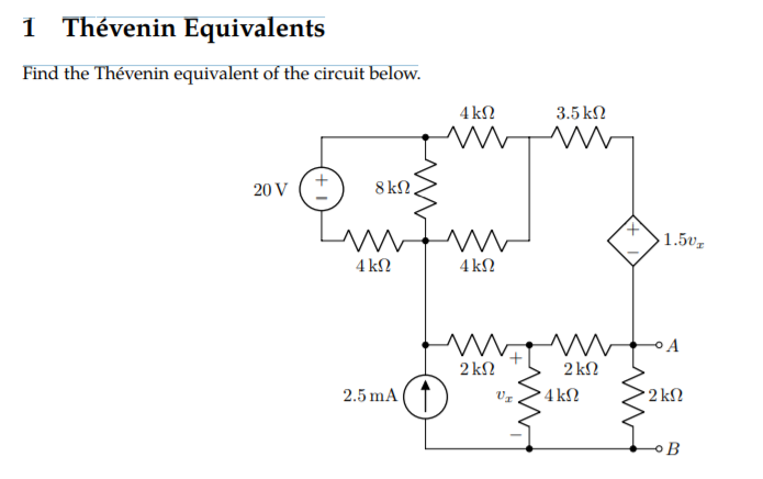 Solved 1 Thevenin Equivalents ´ Find the Thevenin equivalent | Chegg.com
