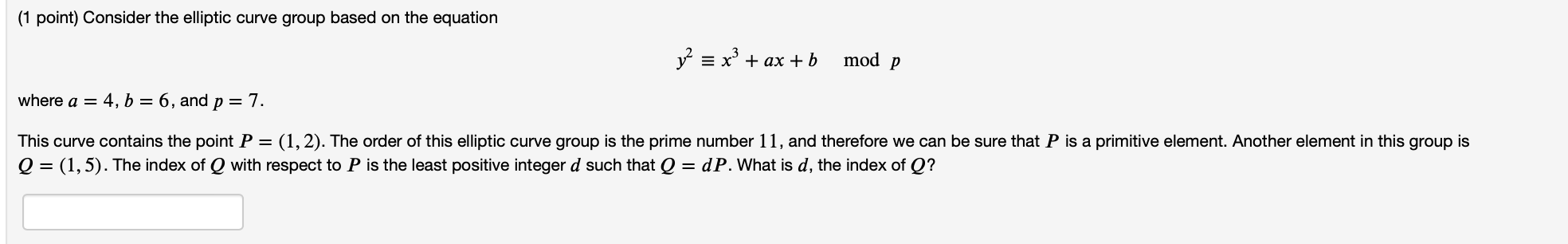 Solved Consider the elliptic curve group based on the | Chegg.com