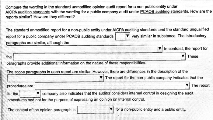 Compare the wording in the standard unmodified | Chegg.com