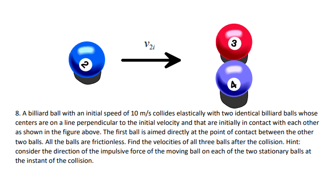 Solved 8. A billiard ball with an initial speed of 10 m/s | Chegg.com