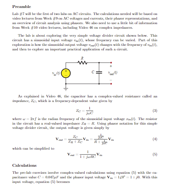 Solved Preamble Lab \#7 will be the first of two lats on ΛC | Chegg.com