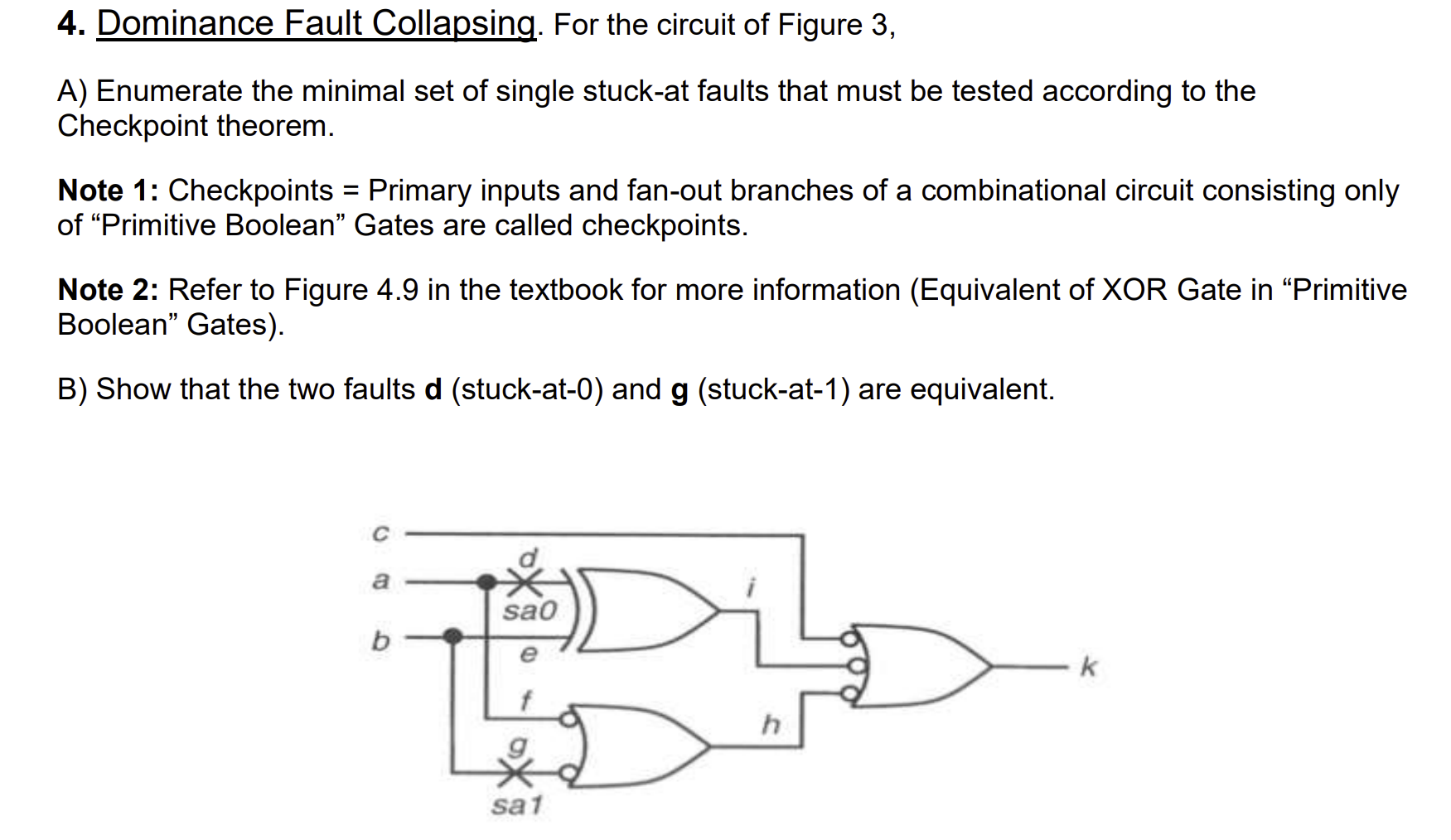 Solved 4. Dominance Fault Collapsing. For the circuit of | Chegg.com