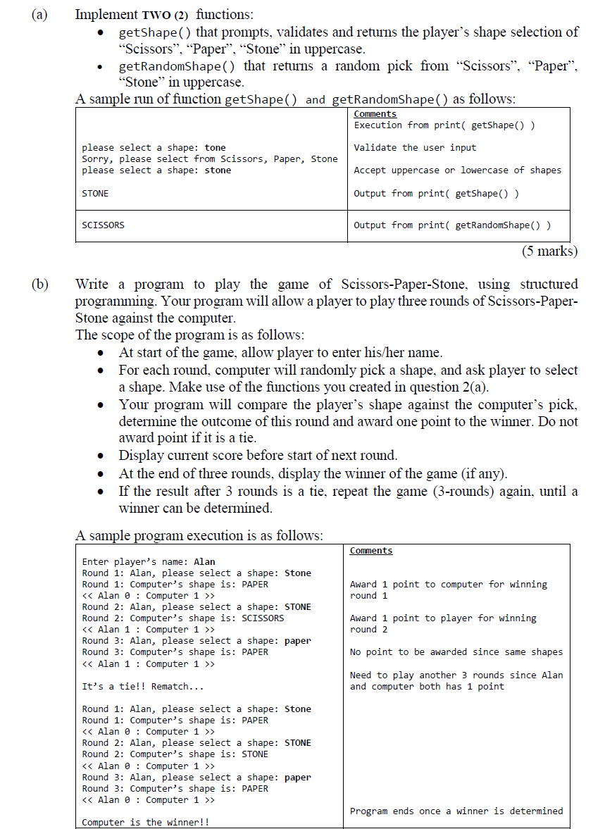 Solved Please help on the below question regarding a game of | Chegg.com