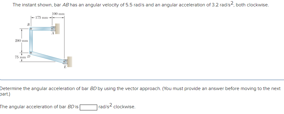 Solved The instant shown, bar AB has an angular velocity of | Chegg.com