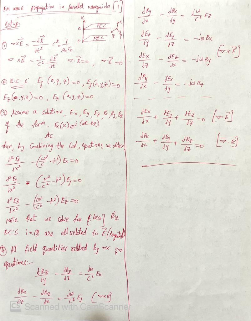 Solved EM nave propegation in parallel nureguide [1] Setup: | Chegg.com