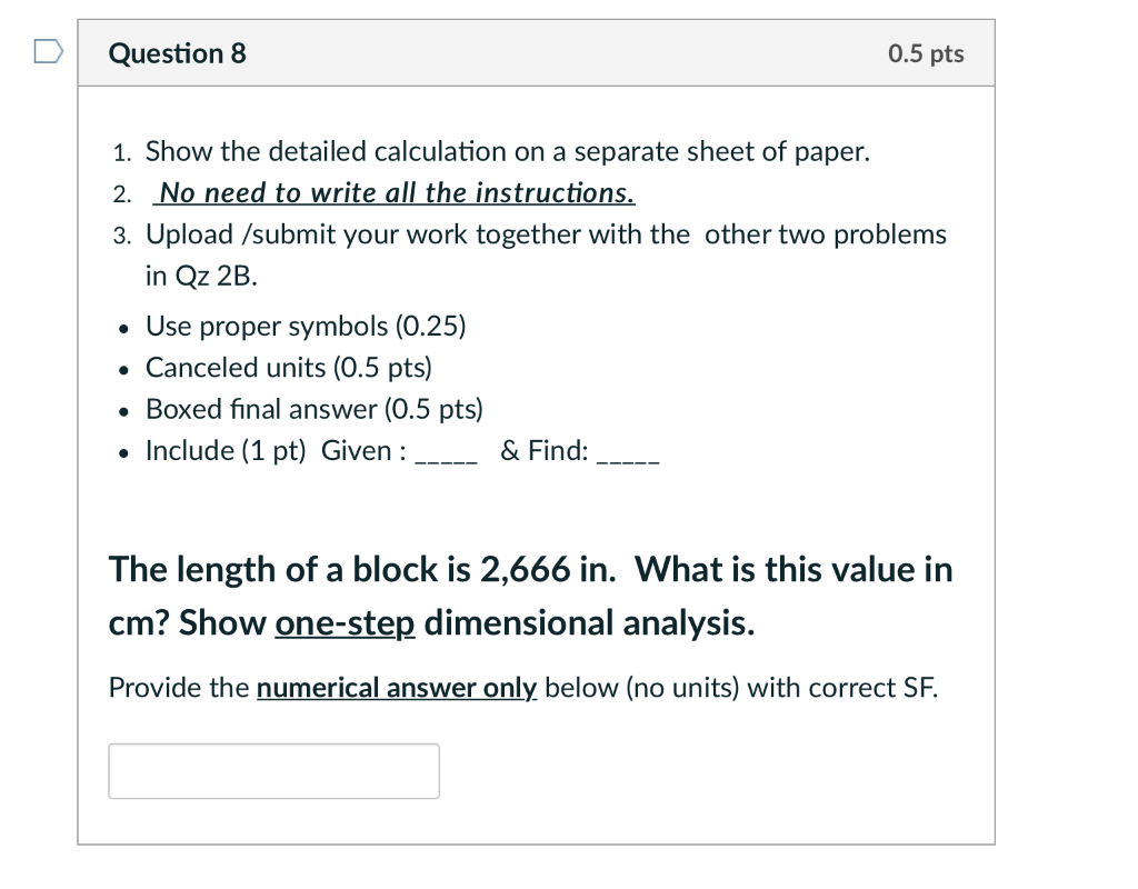 Solved Question 8 0.5 pts 1. Show the detailed calculation | Chegg.com