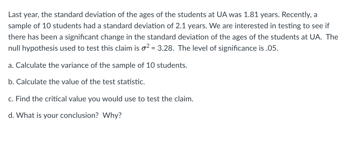 Solved Last year, the standard deviation of the ages of the | Chegg.com