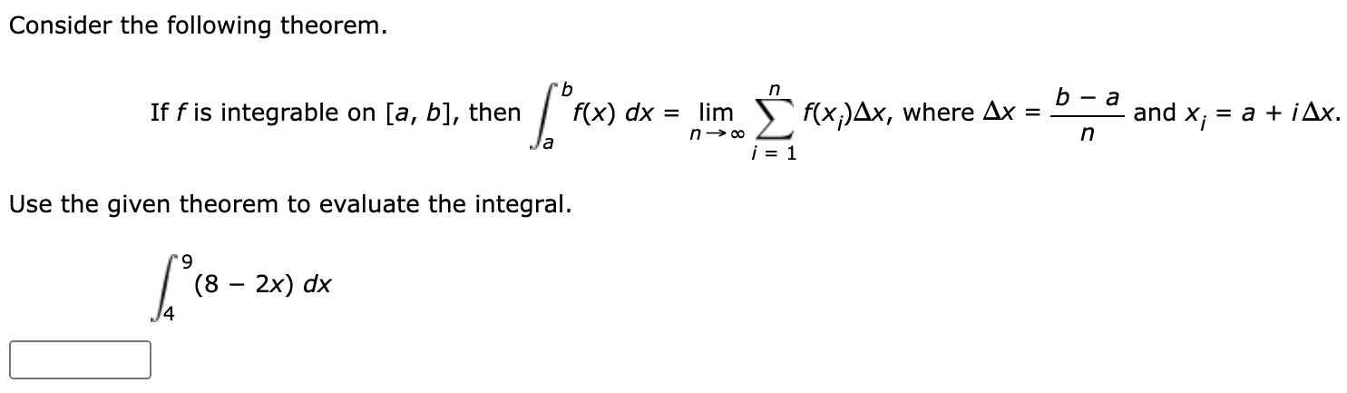 Solved Consider the following theorem.If f ﻿is integrable on | Chegg.com