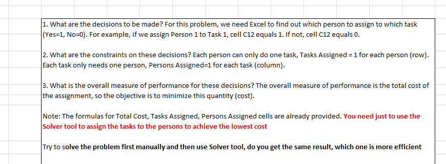 Solved You Should use the solver tool to make the total cost | Chegg.com