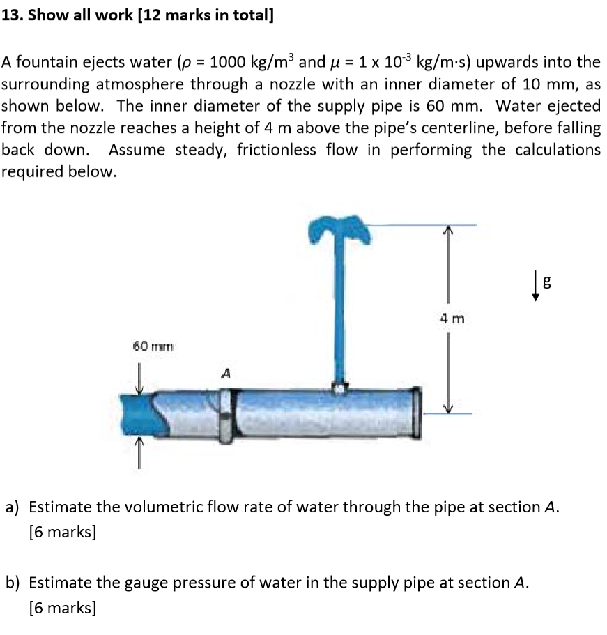 Solved 13. ﻿Show all work [12 ﻿marks in total]A fountain | Chegg.com