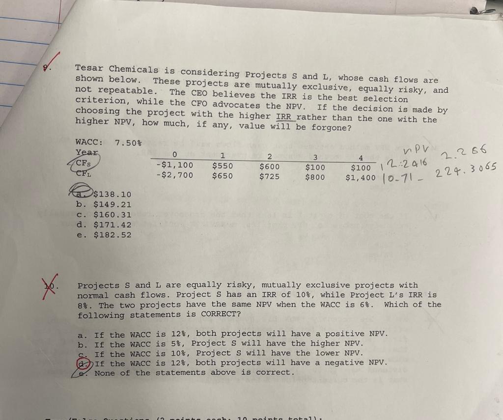 Solved Please explain Qs 9 and 10 using BAII plus if | Chegg.com