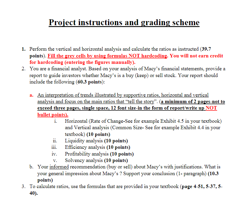 Project instructions and grading scheme 1. Perform | Chegg.com