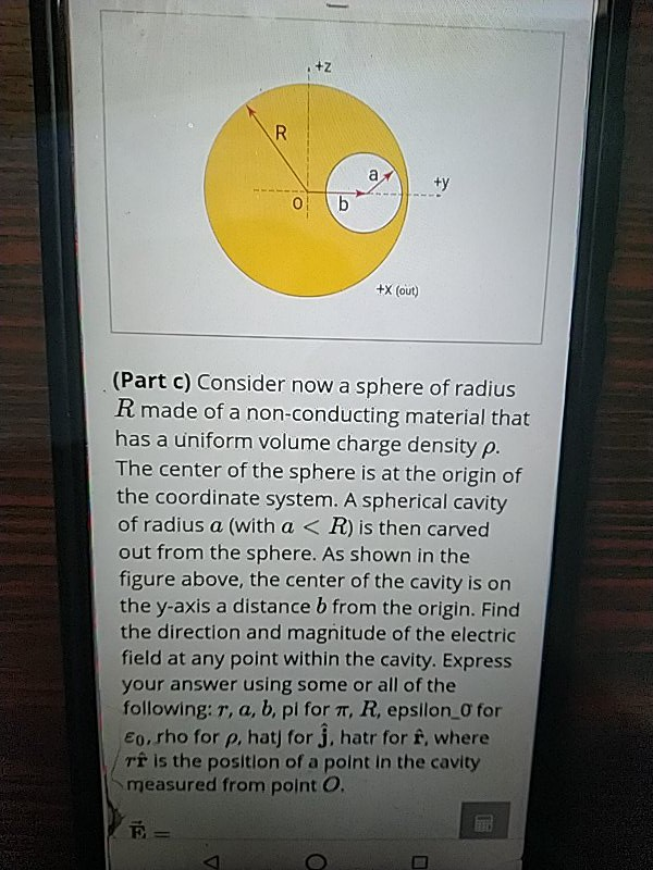 Solved #7 +y +X (out) A non conductive sphere of radius a, | Chegg.com