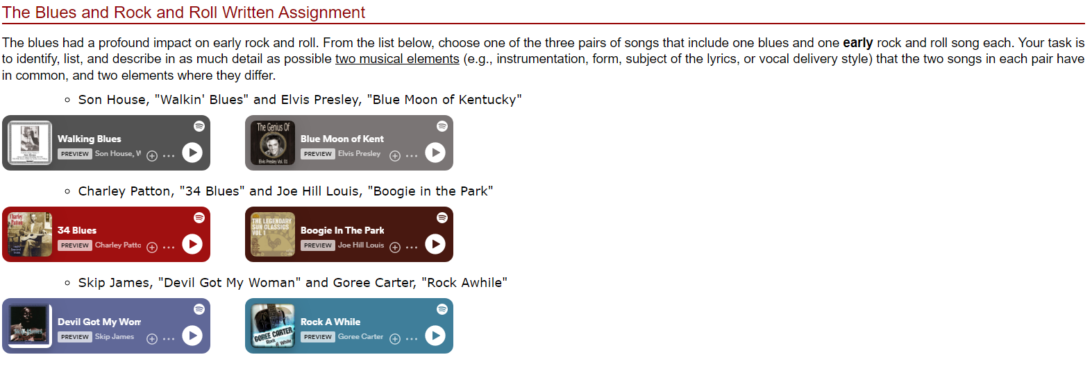 The blues had a profound impact on early rock and | Chegg.com