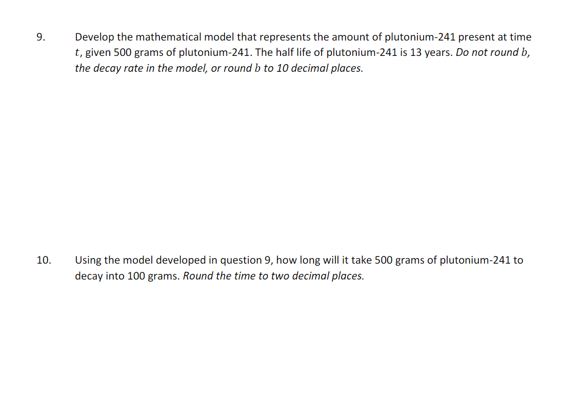 Solved Develop the mathematical model that represents the | Chegg.com