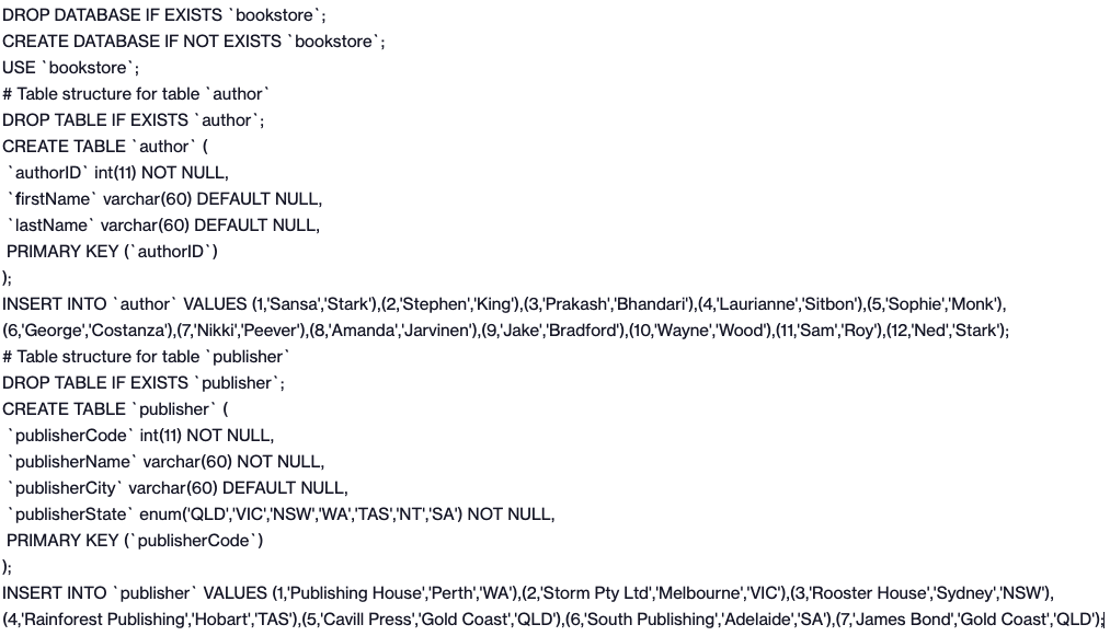 Solved Using the BOOKSTORE database, write a query to | Chegg.com