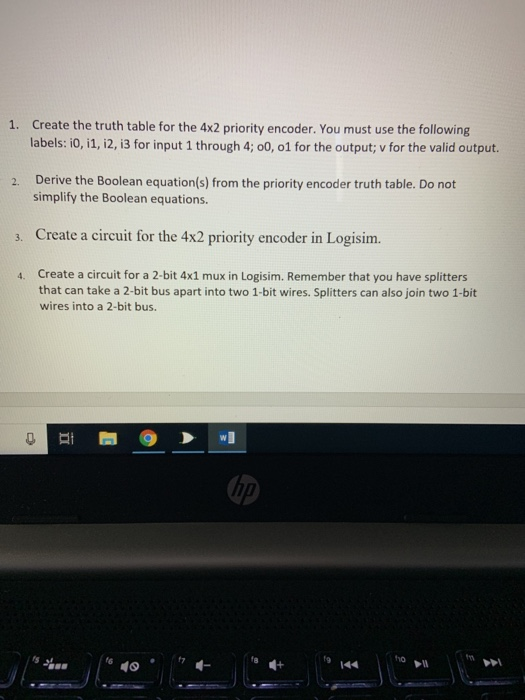 Solved Create the truth table for the 4x2 priority encoder. | Chegg.com