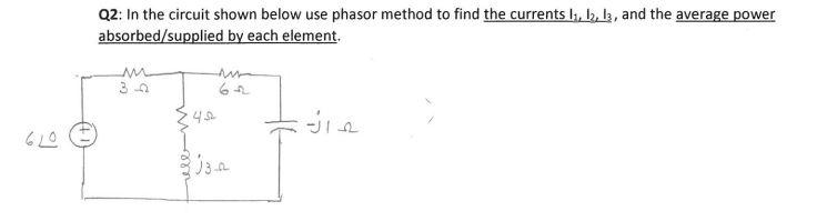 Solved Q2: In the circuit shown below use phasor method to | Chegg.com