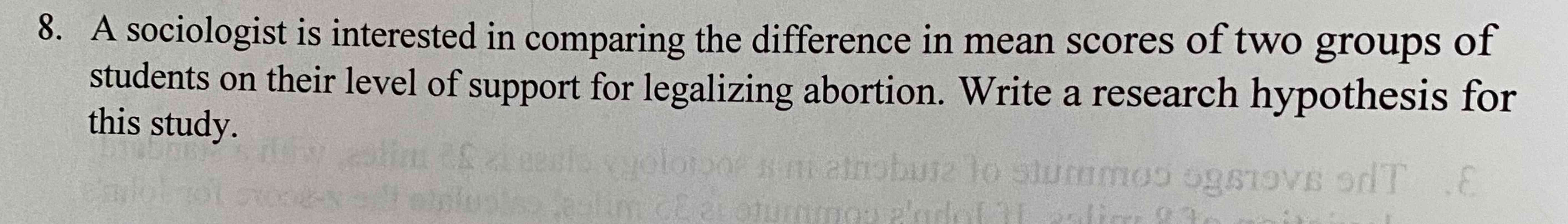 Solved A sociologist is interested in comparing the | Chegg.com