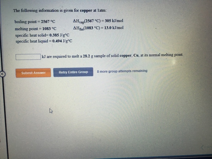 Solved The following information is given for copper at | Chegg.com