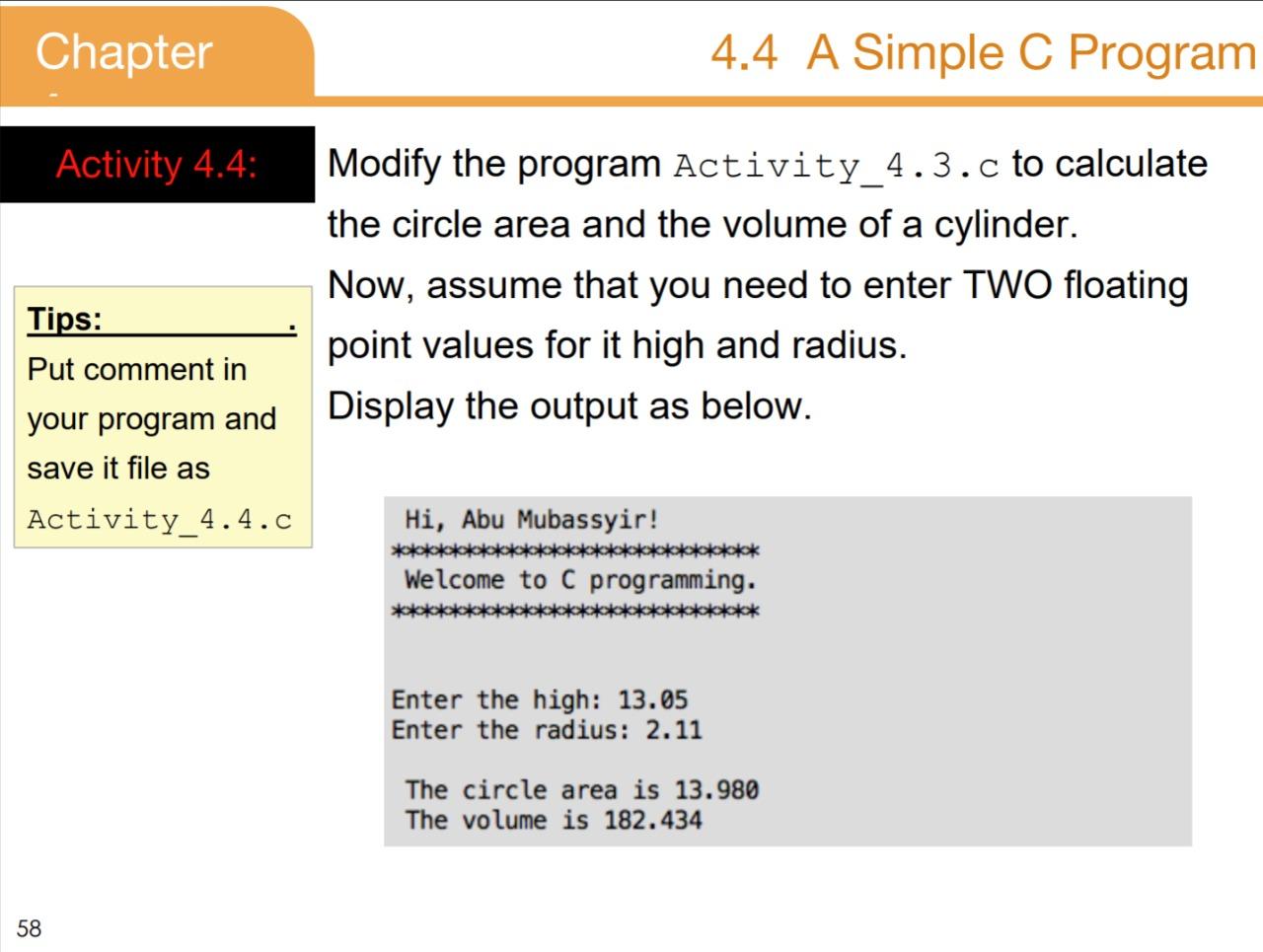 Solved Chapter 4 4 A Simple C Program Activity 4 4 Modify