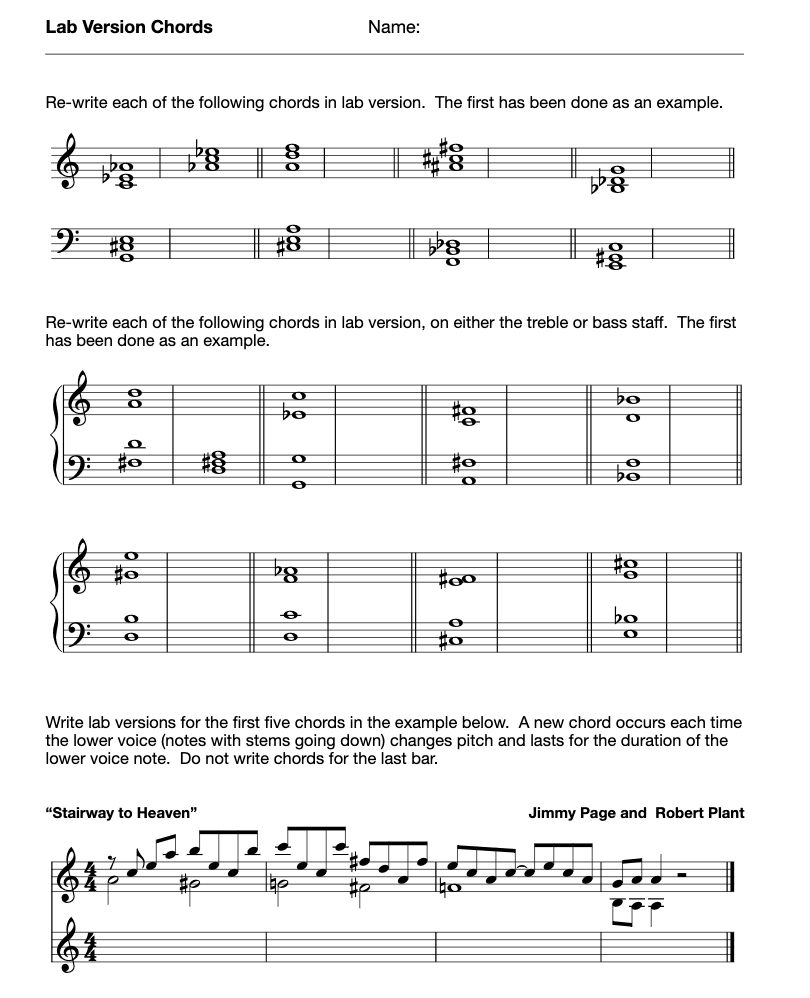 Lab Version Chords Name: Re-write each of the | Chegg.com