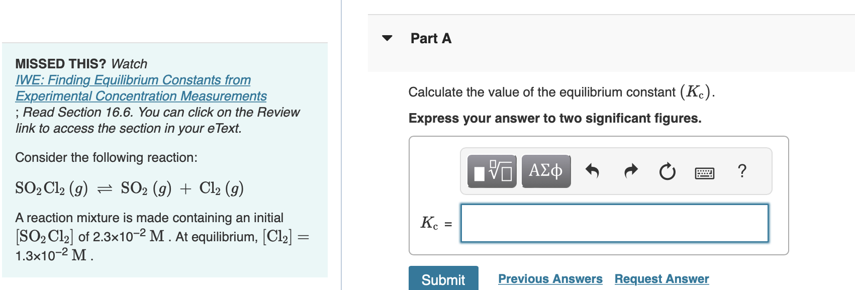 Solved MISSED THIS? Watch IWE: Finding Equilibrium Constants | Chegg.com
