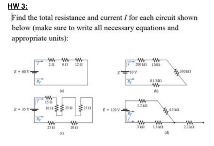 Solved Find the total resistance and current I for each | Chegg.com